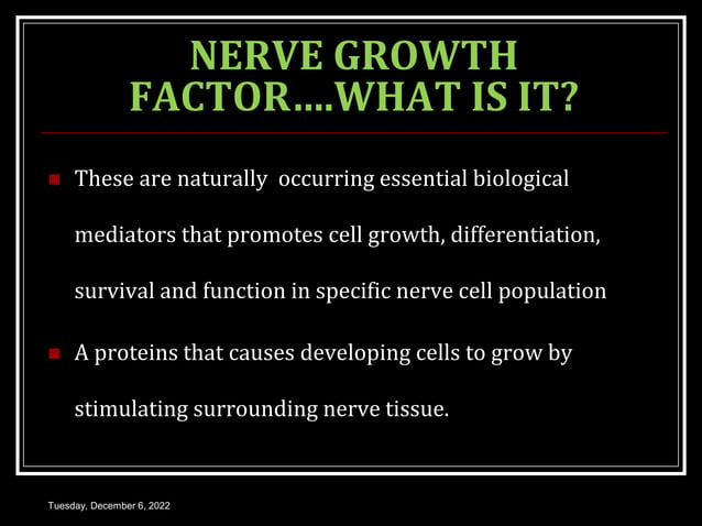 NERVE GROWTH FACTORS, NEUROTROPHINS | PPTX | Brain and Nervous System ...