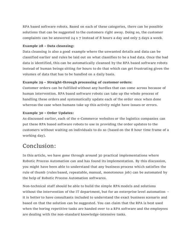 30 robotic process automation examples | DOCX | Robotics | Technology ...