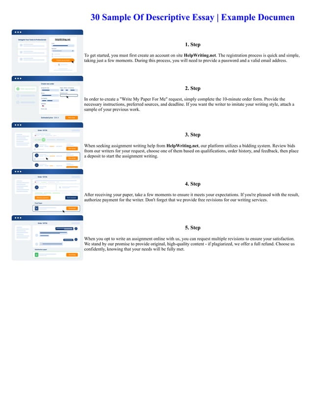 30 Sample Of Descriptive Essay Example Documen | PDF