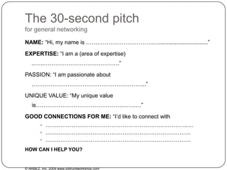 30 Second Pitch For General Networking | PPT