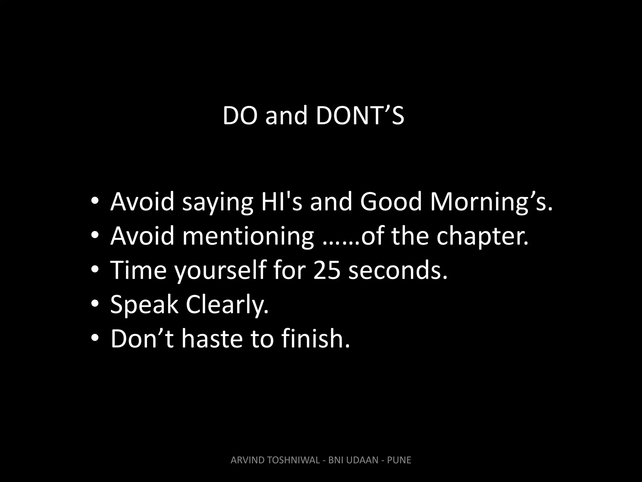 30 seconds presenation bni | PPTX