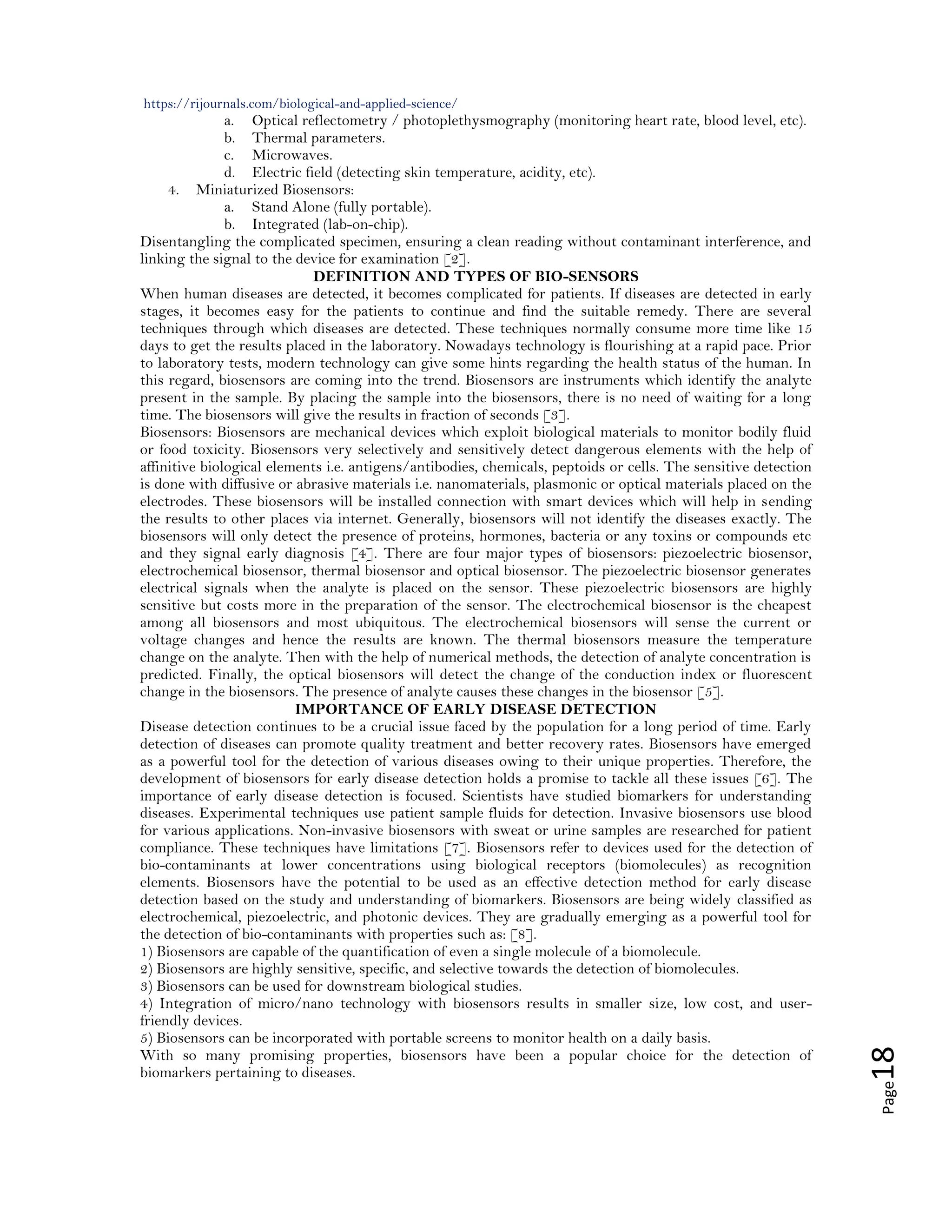 Development of Bio-Sensors for Early Disease Detection (www.kiu.ac.ug) | PDF