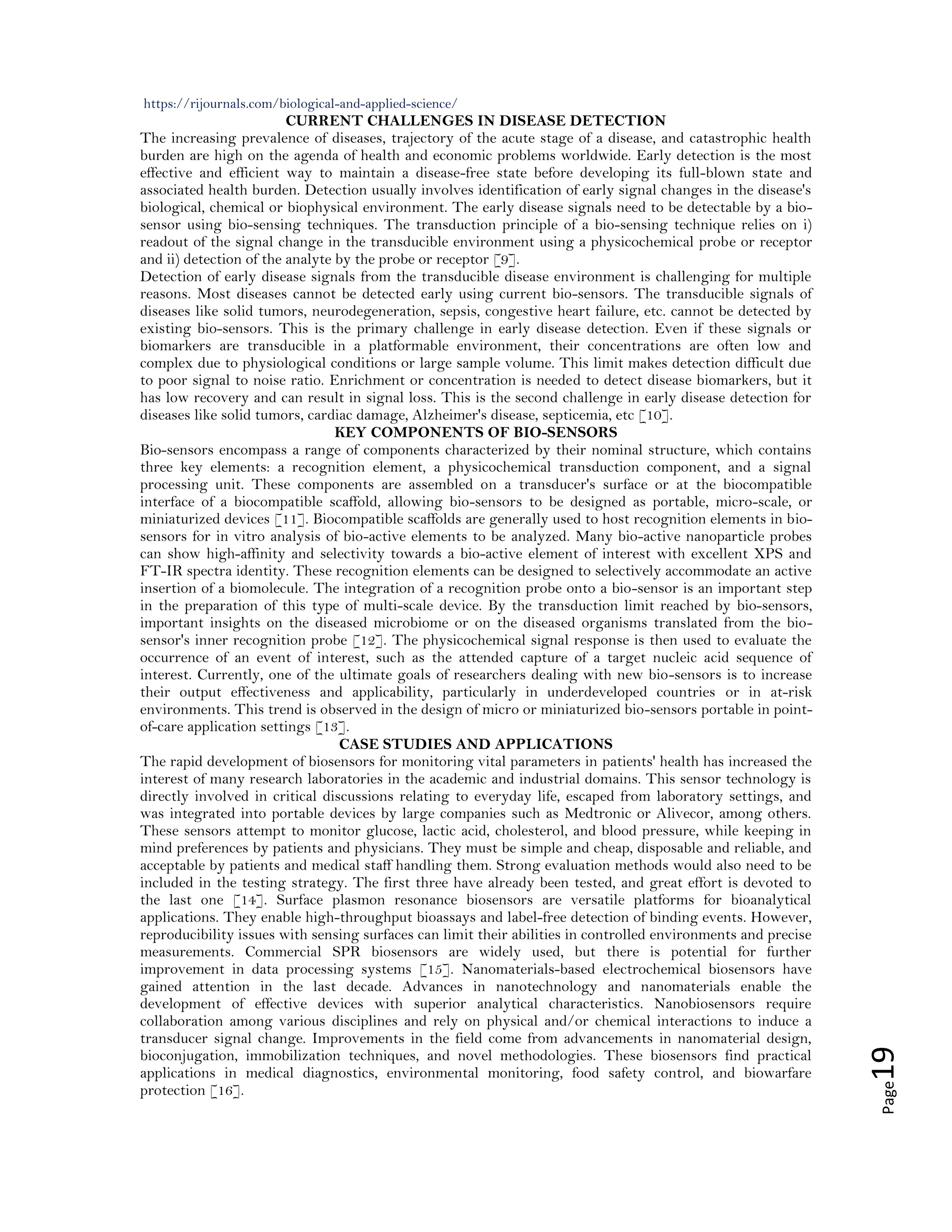 Development of Bio-Sensors for Early Disease Detection (www.kiu.ac.ug) | PDF