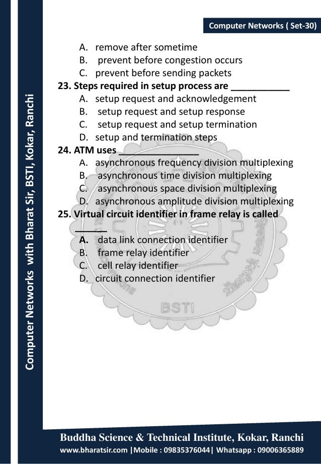 BSTI-BharatSir : Computer Network , Set-30 | PDF | Computing | Technology & Computing