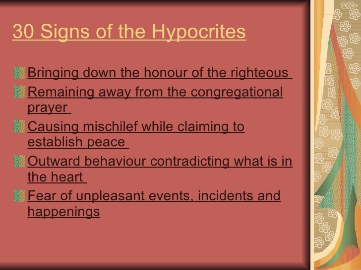 30 Signs Of The Hypocrites