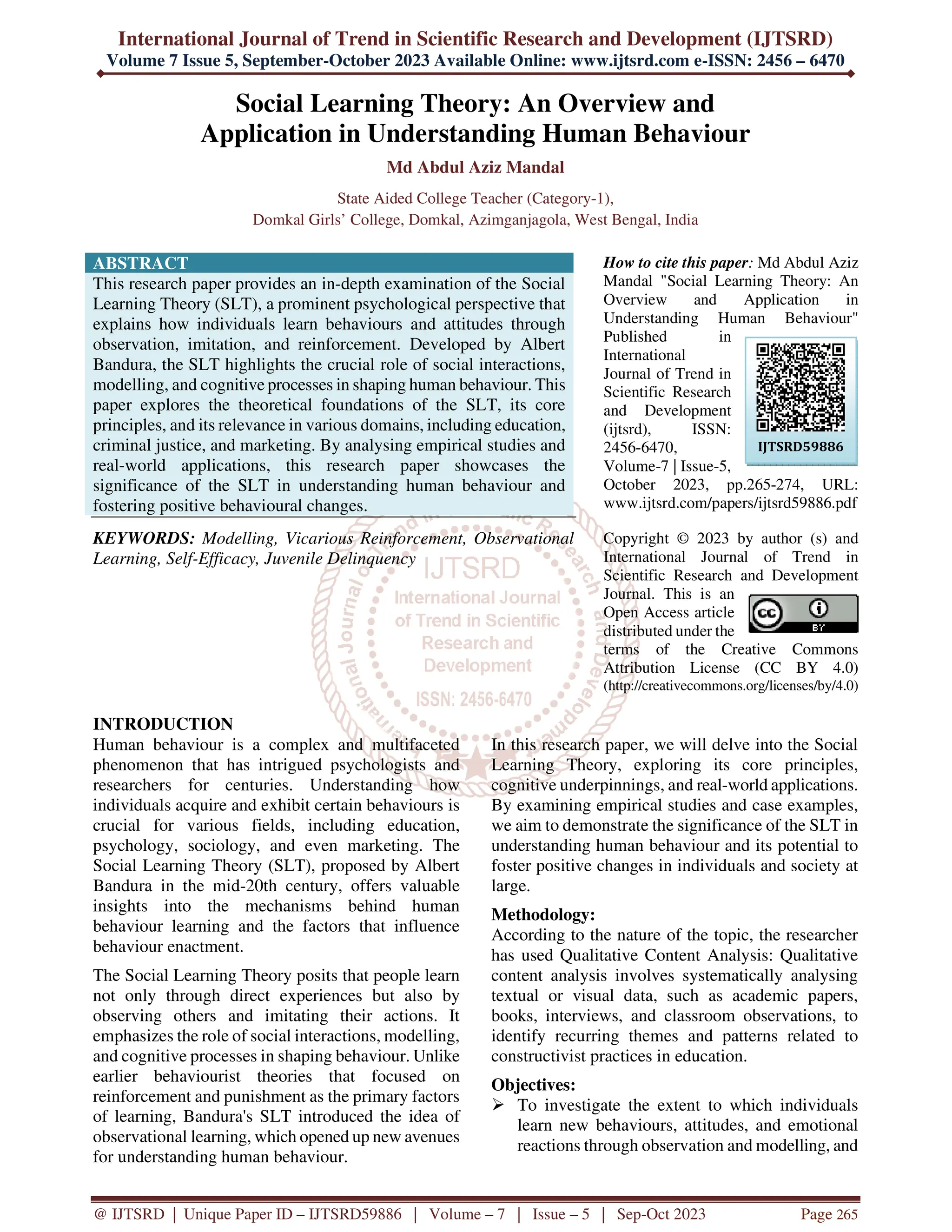 Social Learning Theory An Overview and Application in Understanding ...