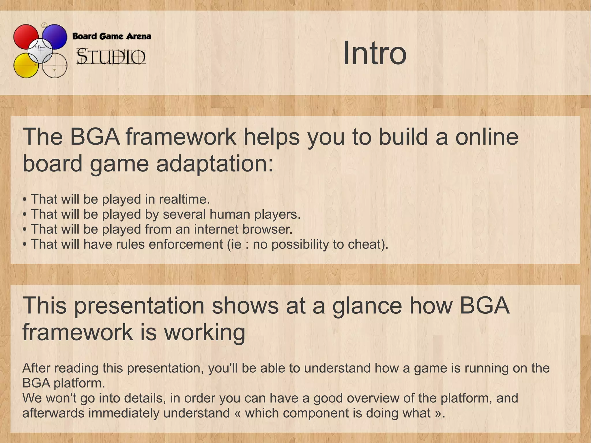 BGA Studio: The BGA framework at a glance | PDF