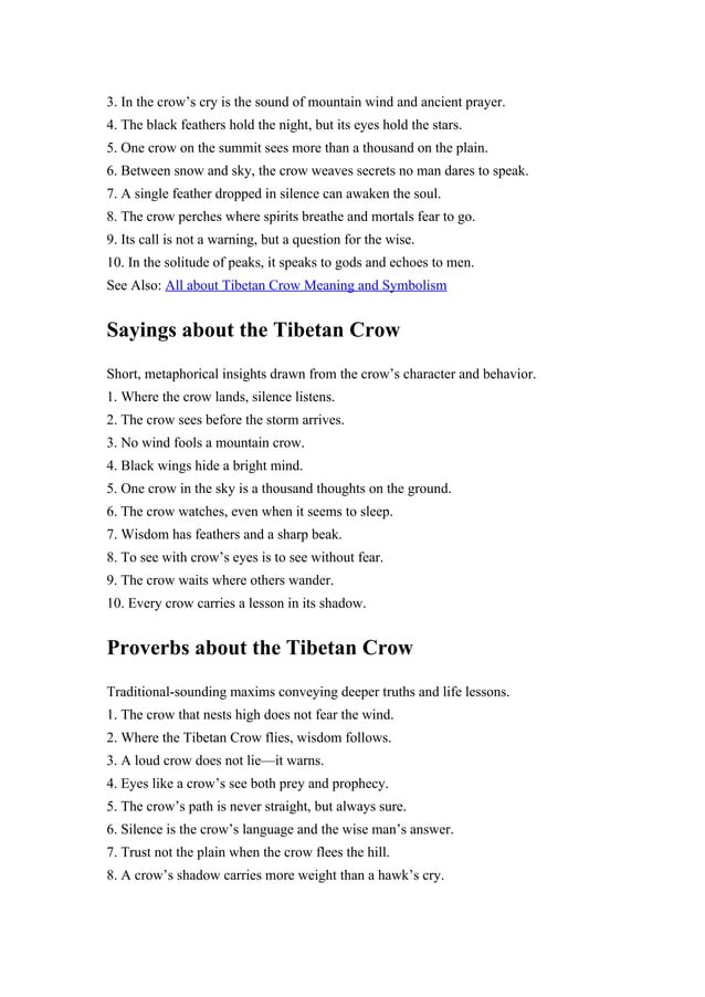 30 Tibetan Crow Quotes, Sayings, and Proverbs.docx