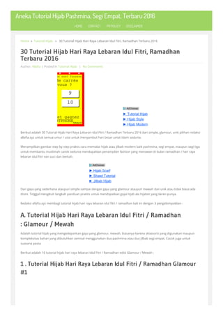 30 tutorial hijab hari raya lebaran idul fitri, ramadhan terbaru 2016 | PDF