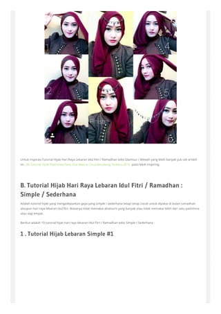 30 tutorial hijab hari raya lebaran idul fitri, ramadhan terbaru 2016 | PDF