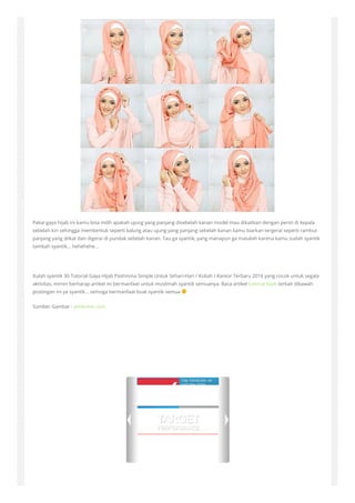 30 tutorial hijab pashmina simple untuk sehari hari, kuliah, kantor terbaru 2016 | PDF