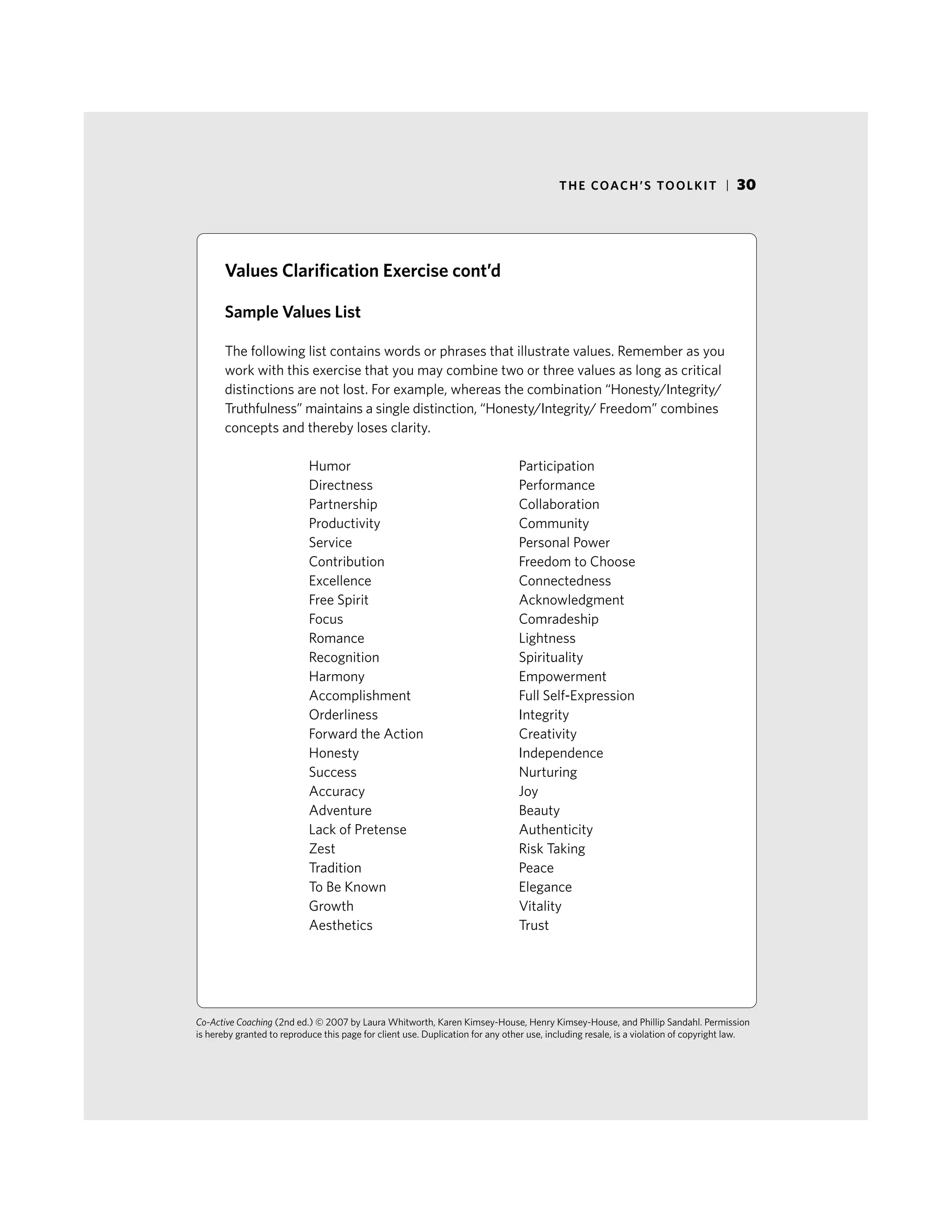 Values Clarification Exercise by Coaching Logic | PDF