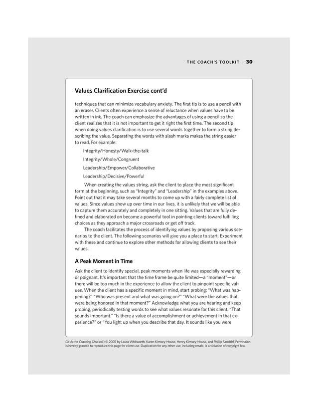 Values Clarification Exercise by Coaching Logic | PDF