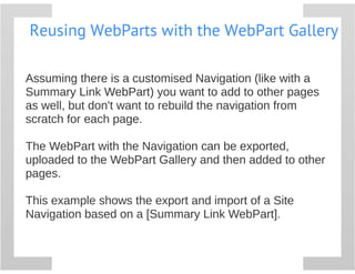 SharePoint Lesson #31: Reusing your modified WebParts with the WebPart ...