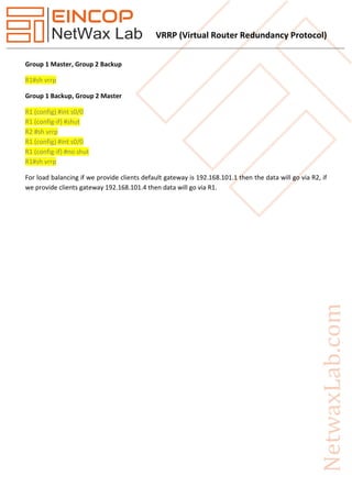 VRRP (virtual router redundancy protocol) | PDF