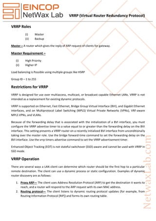 VRRP (virtual router redundancy protocol) | PDF | Computer Networking | Computing