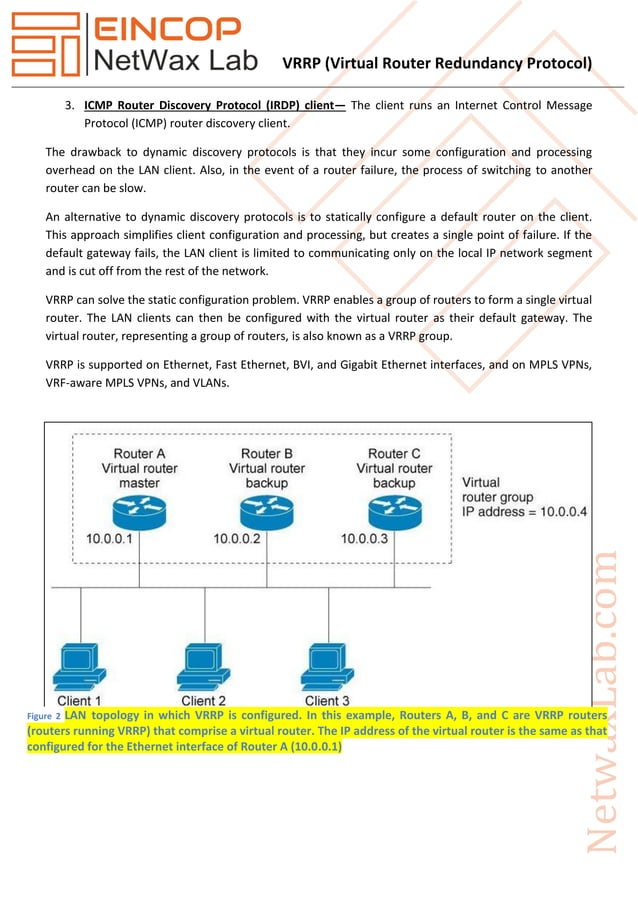 VRRP (virtual router redundancy protocol) | PDF
