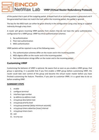 VRRP (virtual router redundancy protocol) | PDF | Computer Networking | Computing