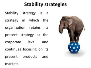 No change strategy - stability strategies - corporate level strategies ...