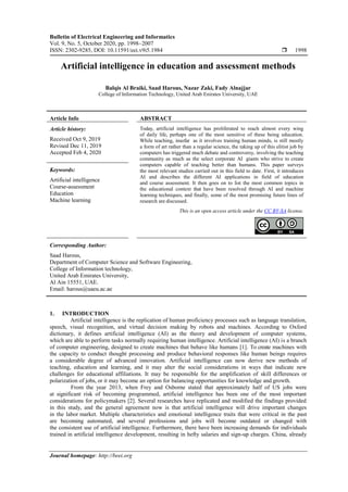 Artificial intelligence in education and assessment methods | PDF ...