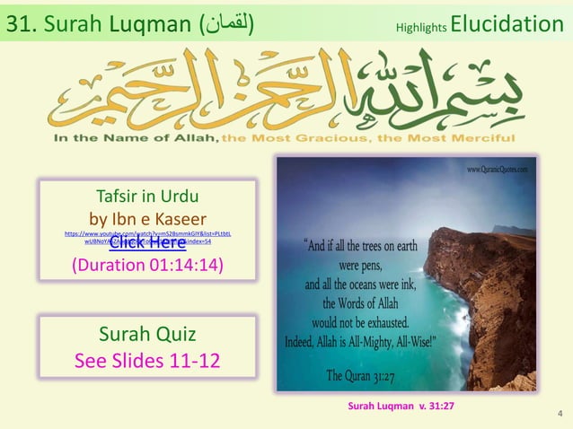 Al Quran (Chapter 31): Surah Luqman [Prophet Luqman (as)] | PDF