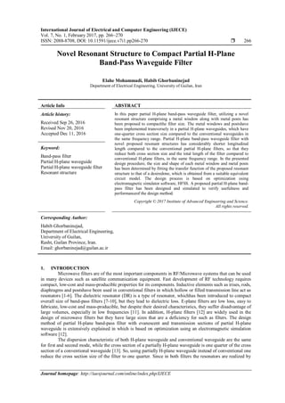 Novel Resonant Structure to Compact Partial H-Plane Band-Pass Waveguide Filter | PDF