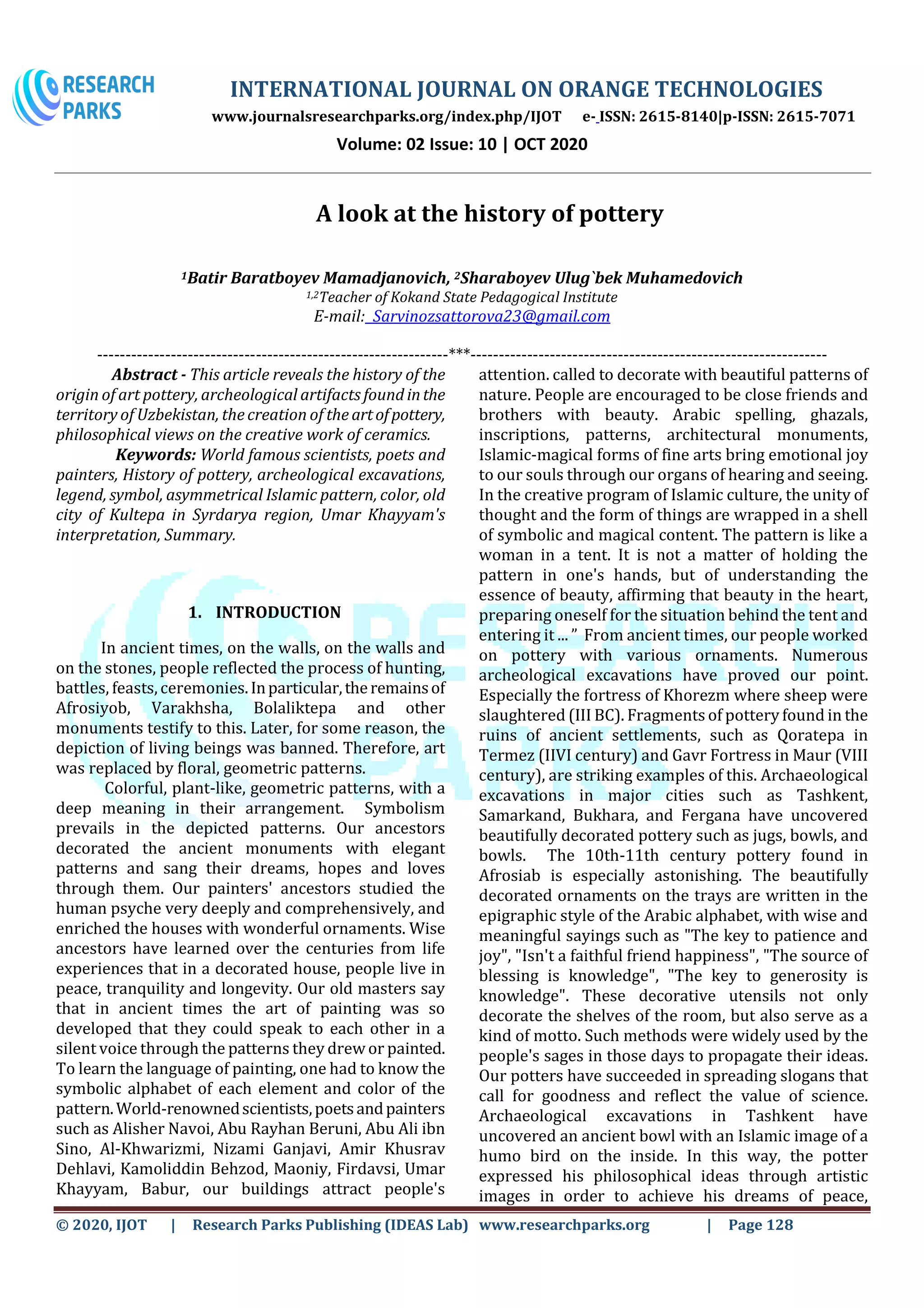 A look at the history of pottery | PDF