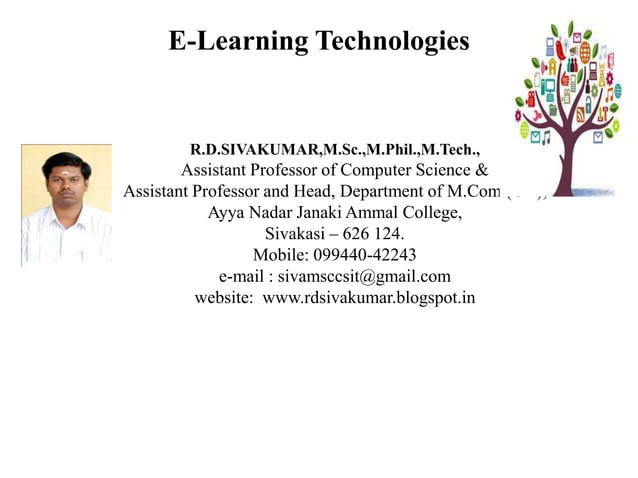 E-Learning Technologies - R.D.Sivakumar | PPT