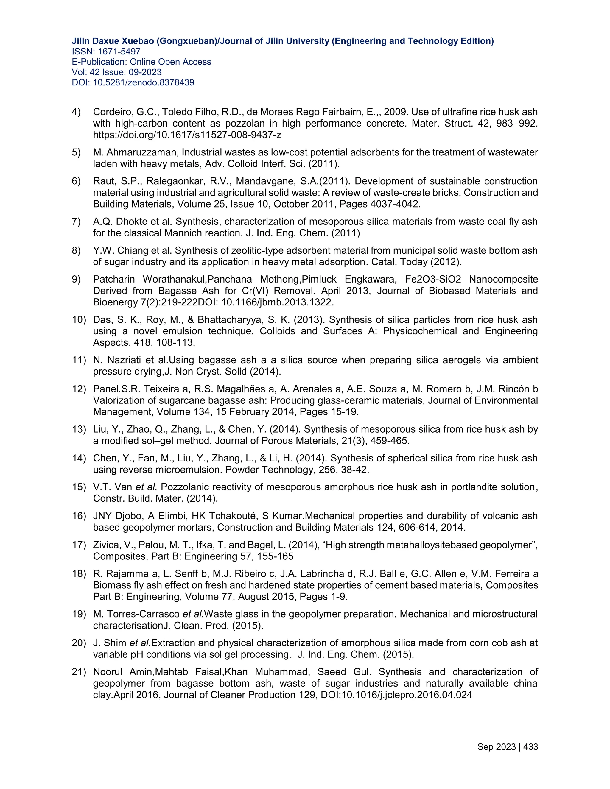 COMPREHENSIVE STUDY ON THE SYNTHESIS OF BIOSILICA FROM AGRICULTURAL ...