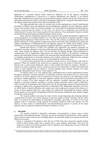 Comprehension of linear systems with two unknowns in secondary ...