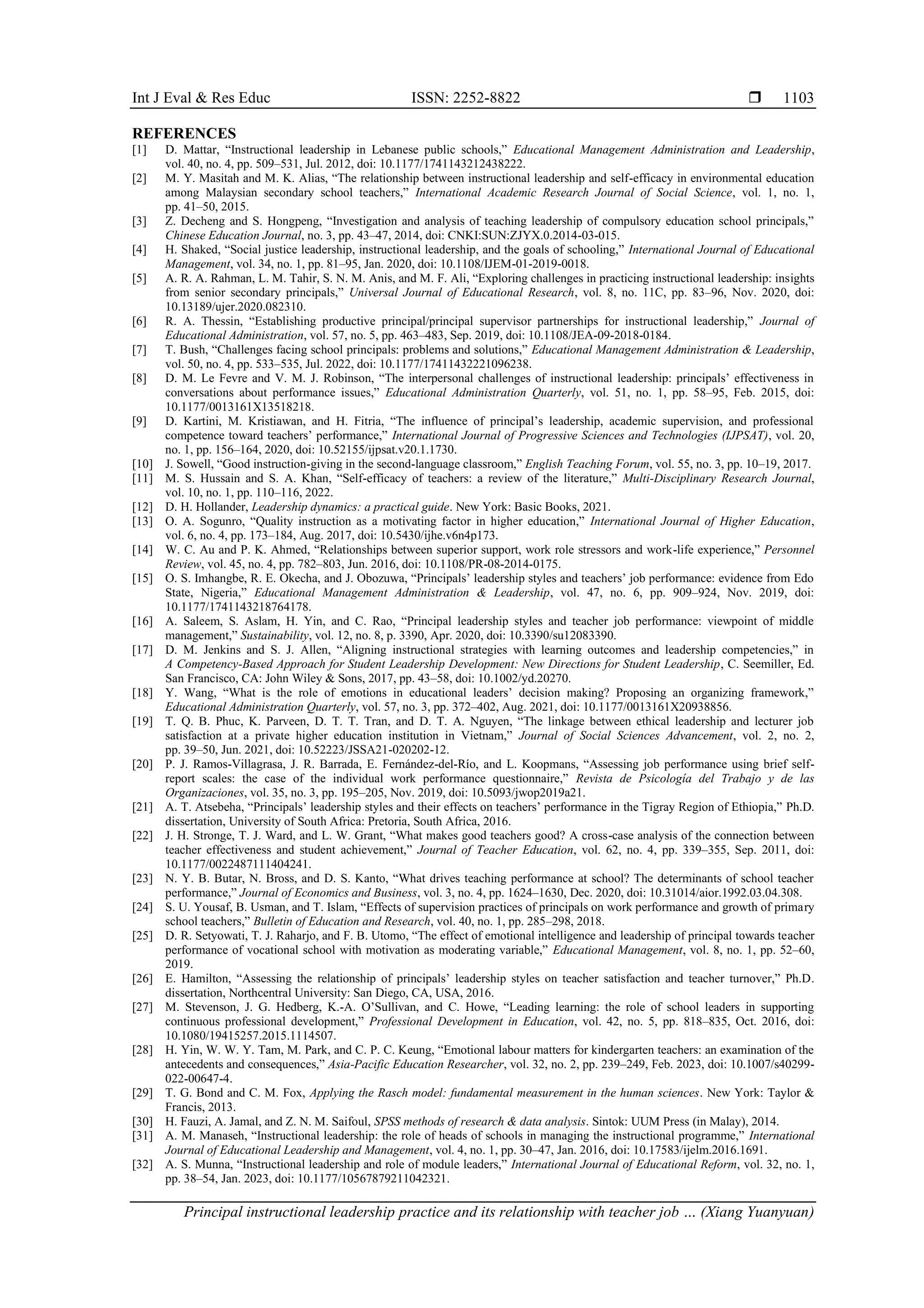 Principal instructional leadership practice and its relationship with ...