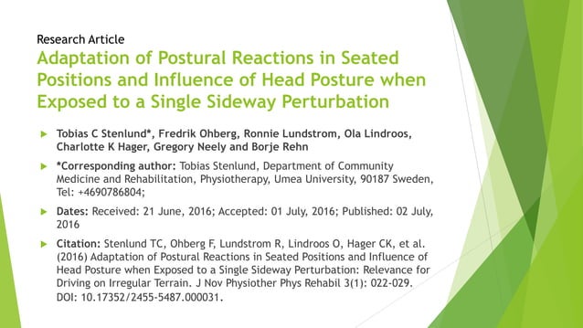 Adaptation Of Postural Reactions In Seated Positions And Influence Of Head Posture When Exposed