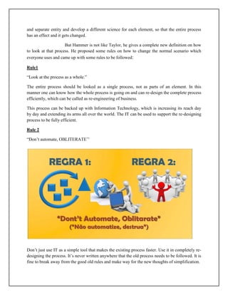 Michael hammer and james champy on Business process re-engineering ...