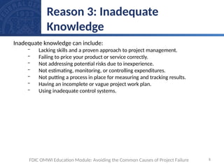 AVOIDING THE COMMON CAUSES OF PROJECT FAILURE | PPT