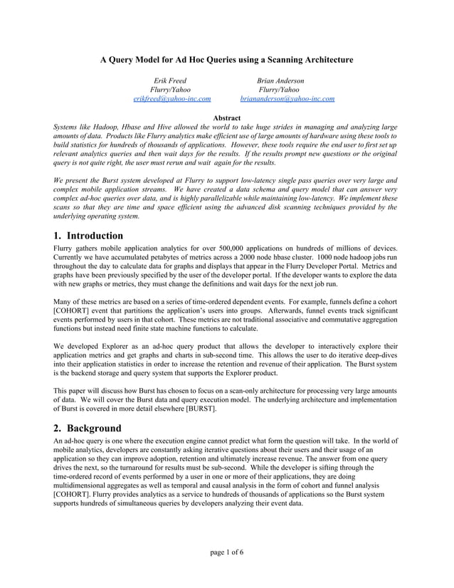A Query Model for Ad Hoc Queries using a Scanning Architecture | PDF