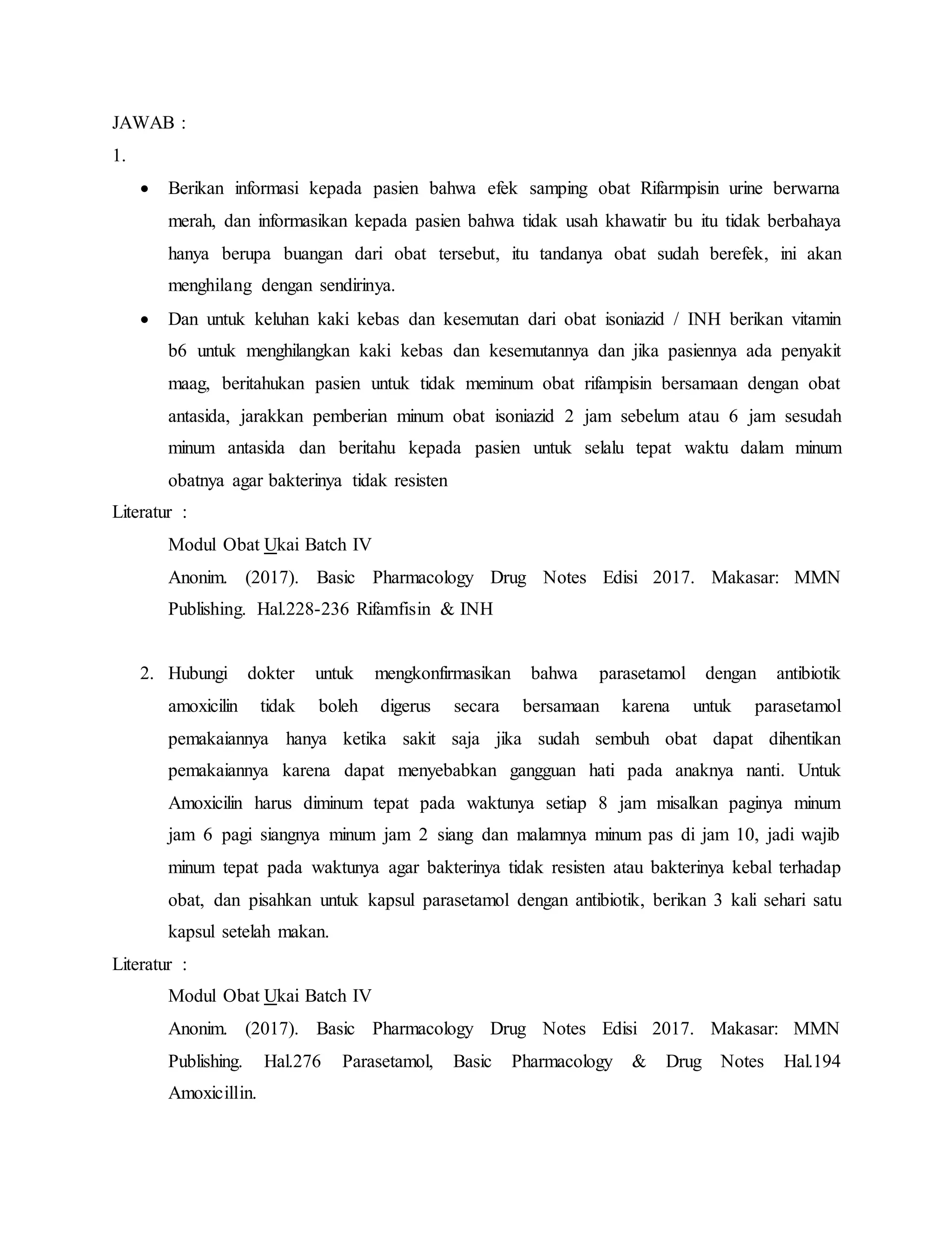komunikasi dan konseling efek samping obat TB dan combine amoksisilin ...