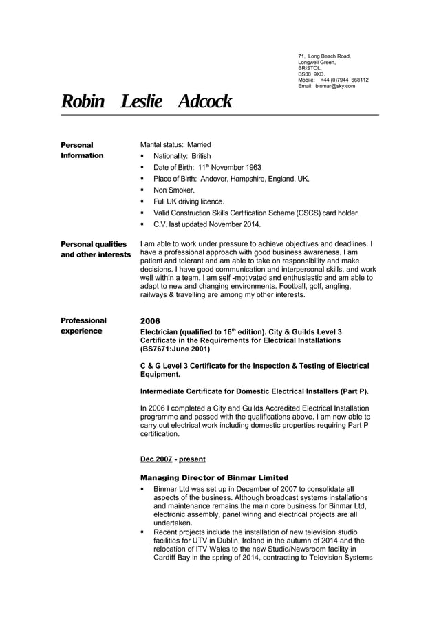 Robin Adcock Resume6 | PDF