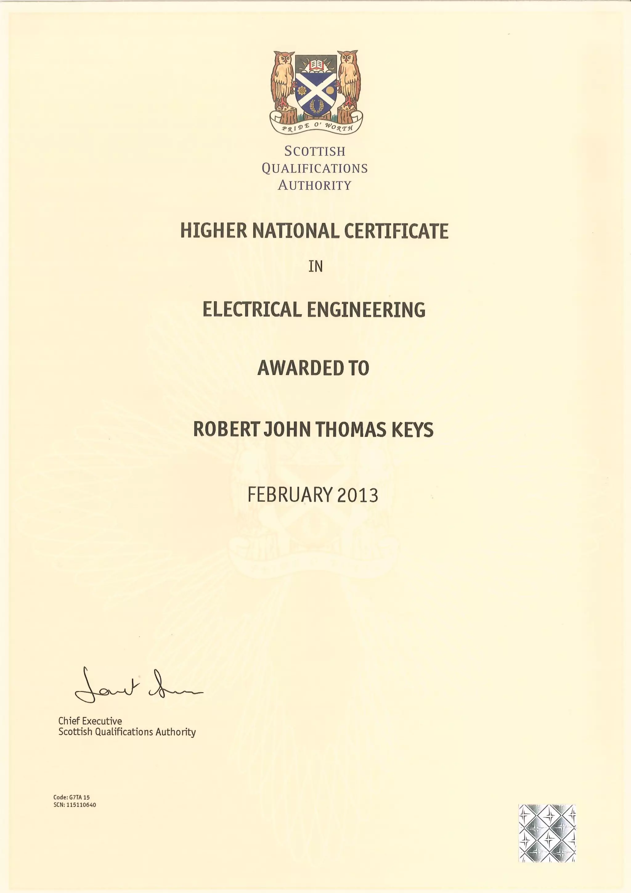 HNC certificate (2013) | PDF