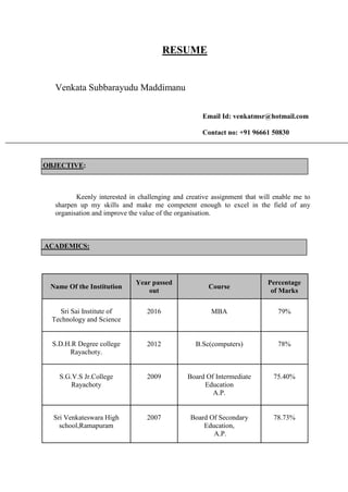 Venkat's Resume | PDF