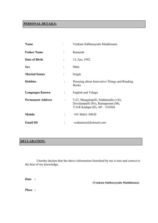 Venkat's Resume | PDF