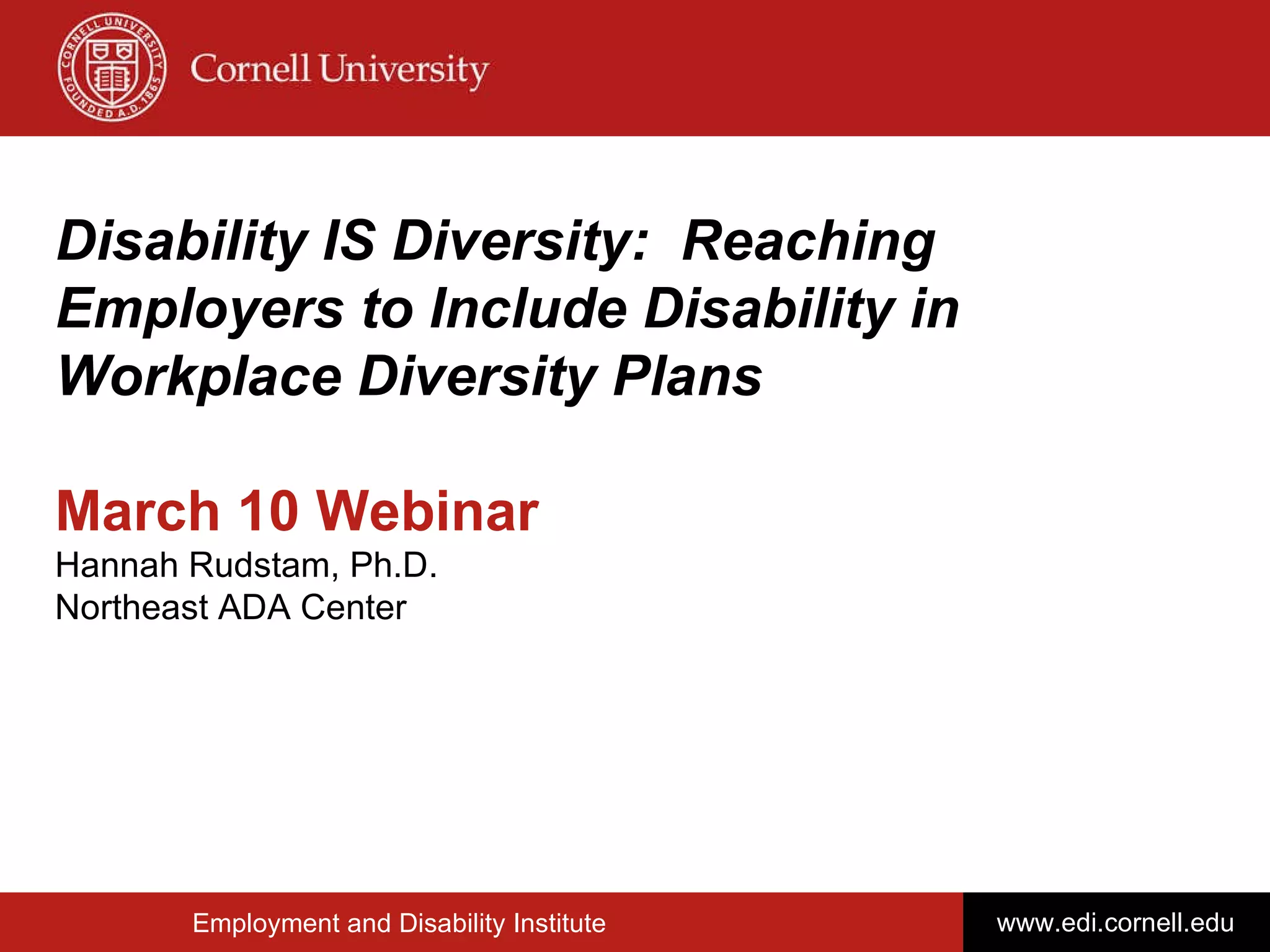 Disability IS Diversity: Reaching Employers to Include Disability in ...