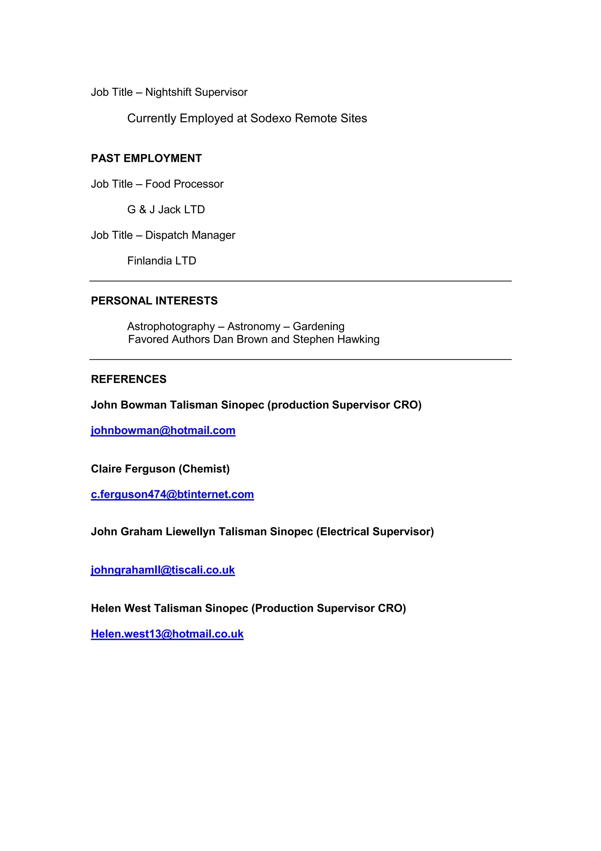 Colin Ritchie C.V | PDF