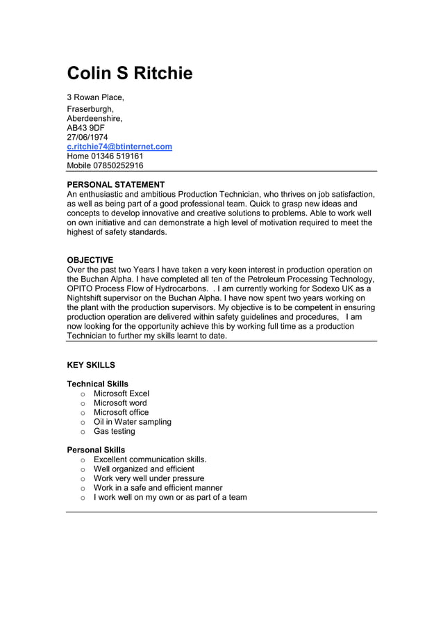 Colin Ritchie C.V | PDF