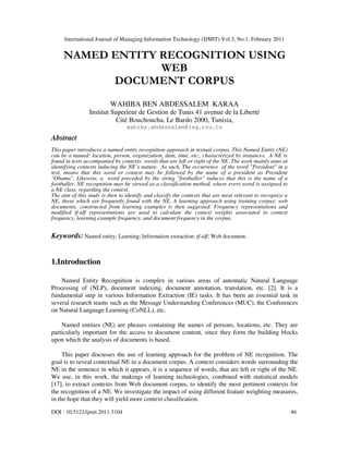 Named Entity Recognition Using Web Document Corpus and Contextual ...