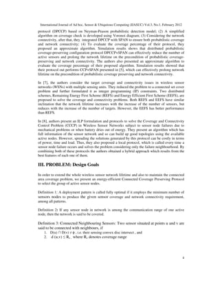 AN ENERGY EFFICIENT DISTRIBUTED PROTOCOL FOR ENSURING COVERAGE AND CONNECTIVITY (E3C 2 ) OF ...