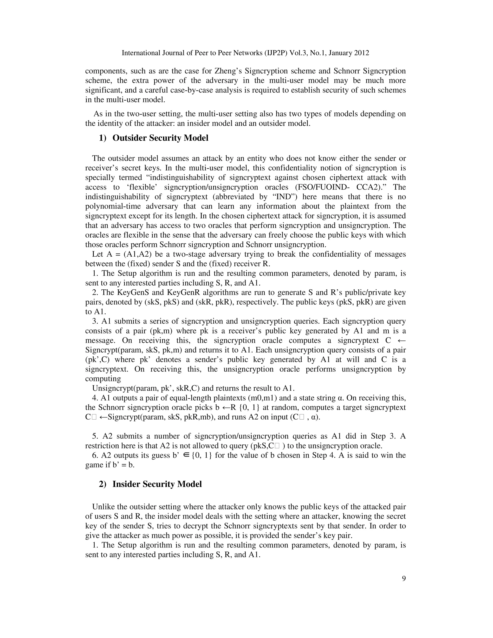 SIGNCRYPTION SCHEME BASED ON SCHNORR DIGITAL SIGNATURE | PDF