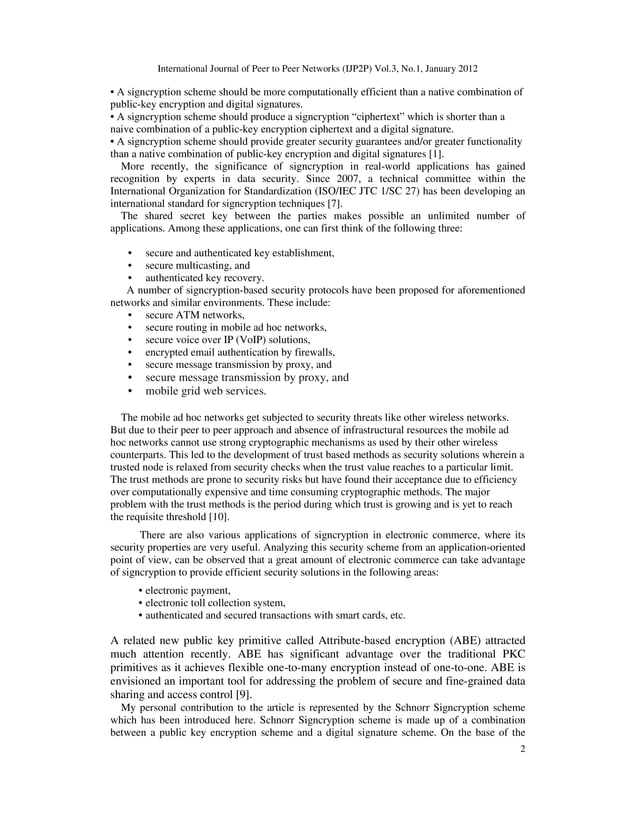 SIGNCRYPTION SCHEME BASED ON SCHNORR DIGITAL SIGNATURE | PDF