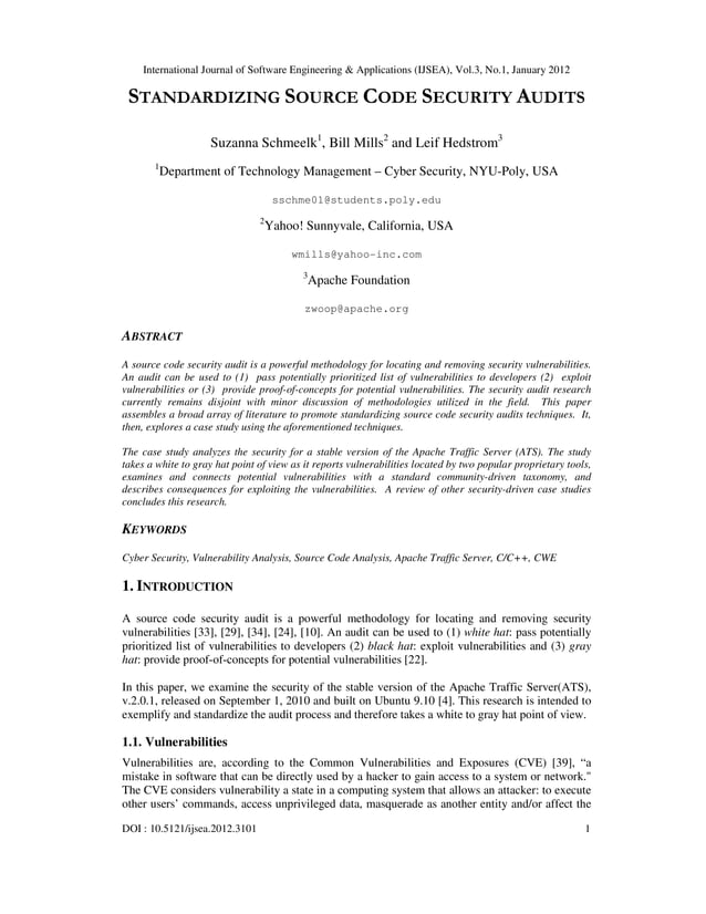 Standardizing Source Code Security Audits | PDF Standardizing Source Code Security Audits | PDF