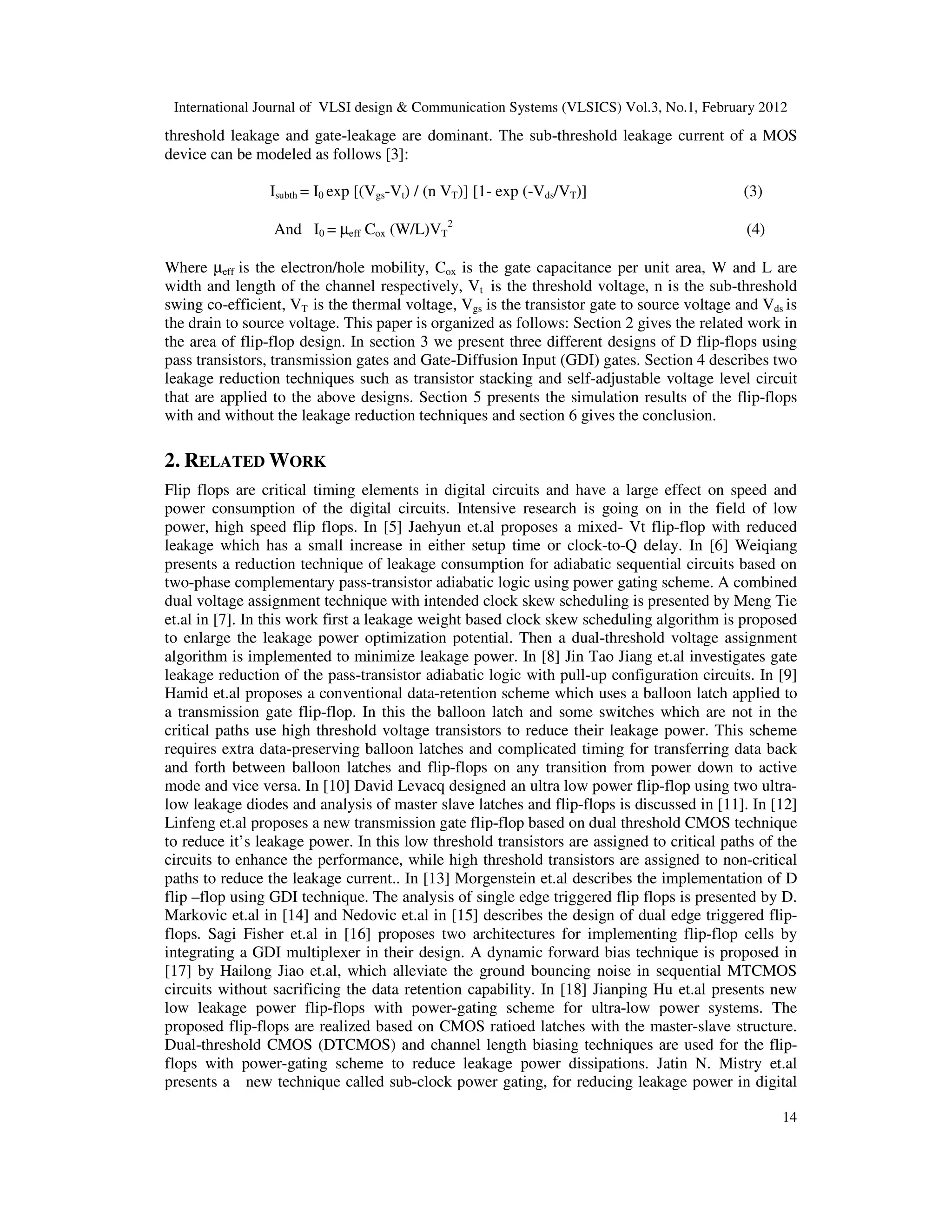 LEAKAGE POWER REDUCTION AND ANALYSIS OF CMOS SEQUENTIAL CIRCUITS | PDF
