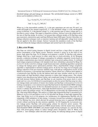 LEAKAGE POWER REDUCTION AND ANALYSIS OF CMOS SEQUENTIAL CIRCUITS | PDF